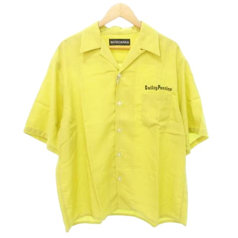 【中古】未使用品 ワコマリア タグ付き 25SS-WMS-OC06 50’S SHIRT タイプ2 半袖 ロゴ シャツ Mサイズ 黄色 メンズ