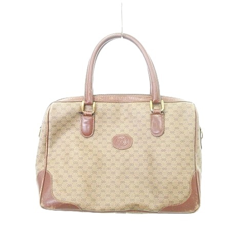 【中古】オールドグッチ OLD GUCCI マイクロGG ハンドバッグ ジップ開閉 カバン 鞄 イタリア製 茶 ブラウン ORG レディース