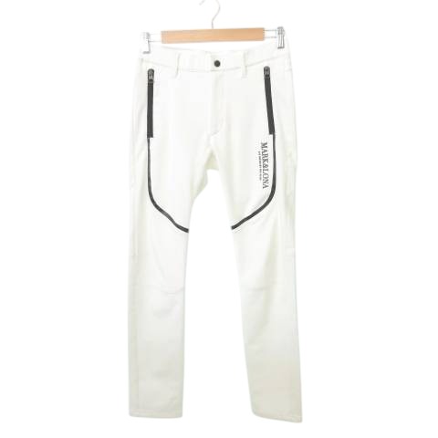 【中古】マーク＆ロナ MARK&LONA MCM-3C-AT51 パンツ ロゴ ストレッチ ジップアップ 薄手 44 約Lサイズ 白 メンズ