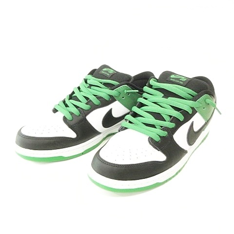 【中古】ナイキ NIKE SB 美品 箱付き タグあり 替紐あり Dunk Low Pro Black and Classic Green BQ6817-302 US11