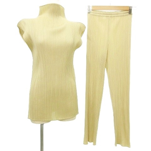 【中古】プリーツプリーズ イッセイミヤケ プリーツ パンツ セットアップ 上下 ハイネック ノースリーブ 2