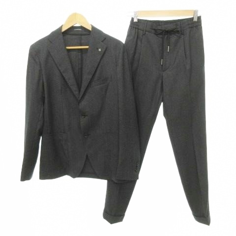 【中古】未使用品 タリアトーレ TAGLIATORE DAKAR ダカール セットアップ スーツ サイドベンツ 無地 薄手 46 約Mサイズ グレー メンズ