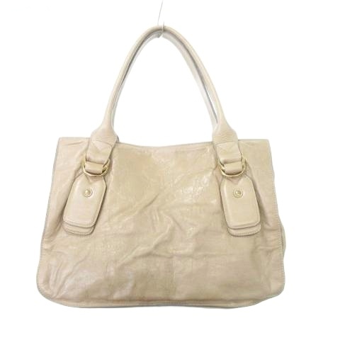 【中古】クロエ CHLOE ベイ ハンド トートバッグ レザー 無地 ベージュ ORG レディース