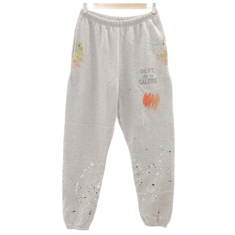 【中古】ギャラリーデプト GALLERY DEPT. ペイント スウェット パンツ ロゴ ジョグ 裏起毛 L グレー メンズ