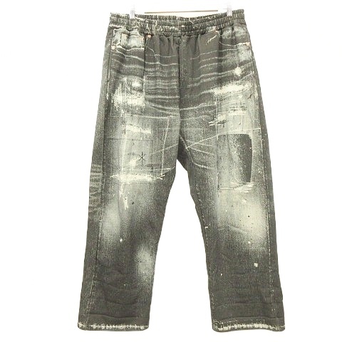 【中古】サプール SAPEur 美品 Lot.5550XX SWEAT PANTS デニム転写 スウェット パンツ 裏毛 XXL 黒 ブラック メンズ