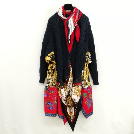 【中古】ジュンヤワタナベ コムデギャルソン JH-O022 AD2021 レイヤード ワンピース ニット プリーツスカーフ 変形 S