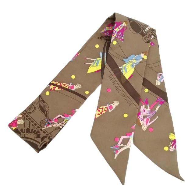 【中古】エルメス HERMES Ex-Libris Les Parisiennes エクスリブリス パリジェンヌ ツイリー リボン スカーフ 美品