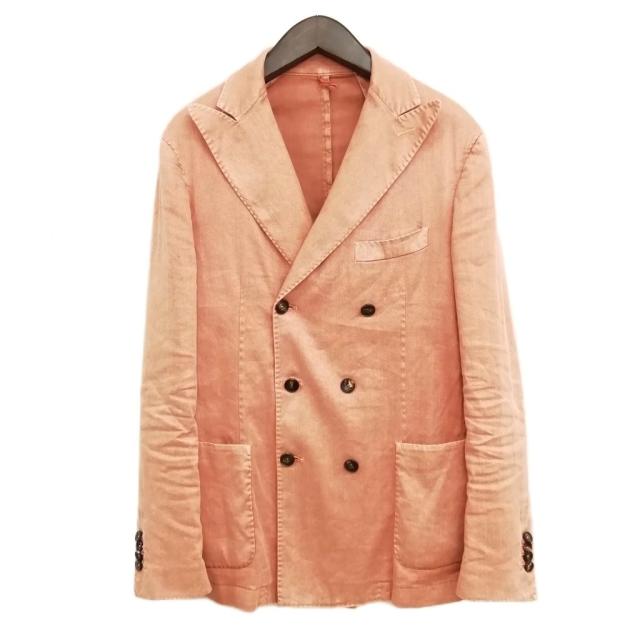 【中古】SANTANIELLO サンタニエッロ ガーメントダイ リネン コットン ダブルブレスト ジャケット ブレザー 48