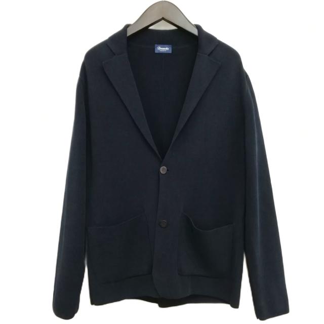【中古】ドルモア DRUMOHR コットン ニット ジャケット テーラード ブレザー 46 ネイビー メンズ