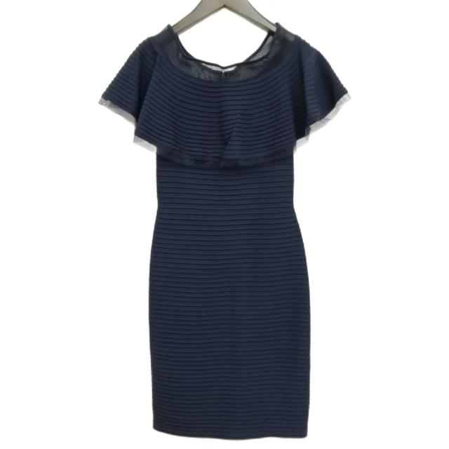 【中古】未使用品 タダシショージ TADASHI SHOJI 6L16507M ドレープ ワンピース ドレス XS ネイビー レディース