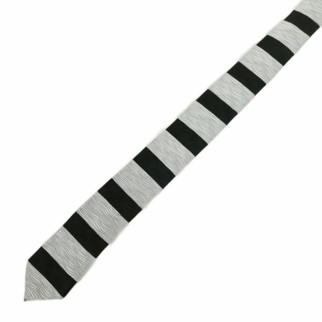 【中古】セリーヌ CELINE by Hedi Slimane ボーダー ナロー タイ ネクタイ グレー ブラック メンズ 中古】セリーヌ CELINE by Hedi Slimane ボーダー ナロー タイ