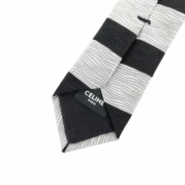 中古】セリーヌ CELINE by Hedi Slimane ボーダー ナロー タイ