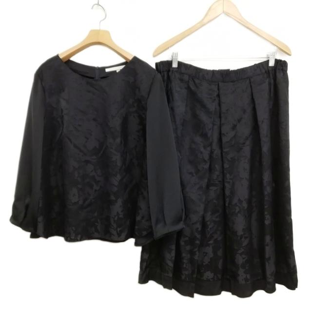 【中古】自由区 20SS フラワー ジャガード フォーマル セットアップ ブラウス スカート 美品 46/50 大きいサイズ