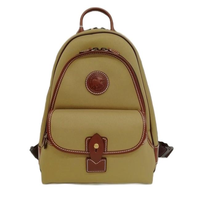 【中古】ハンティングワールド HUNTING WORLD バックパック リュックサック キャンバス レザー カーキ ブラウン