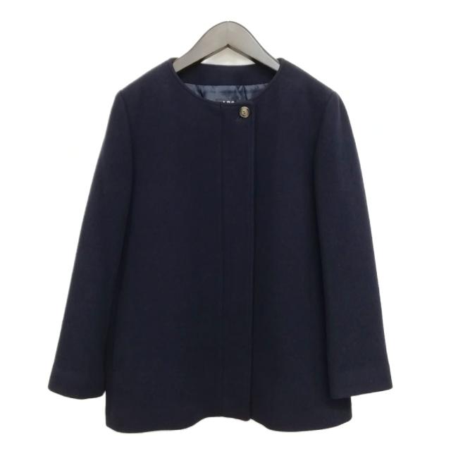【中古】アーペーセー A.P.C. ショート丈 ノーカラーコート ノーカラージャケット 34 ネイビー レディース