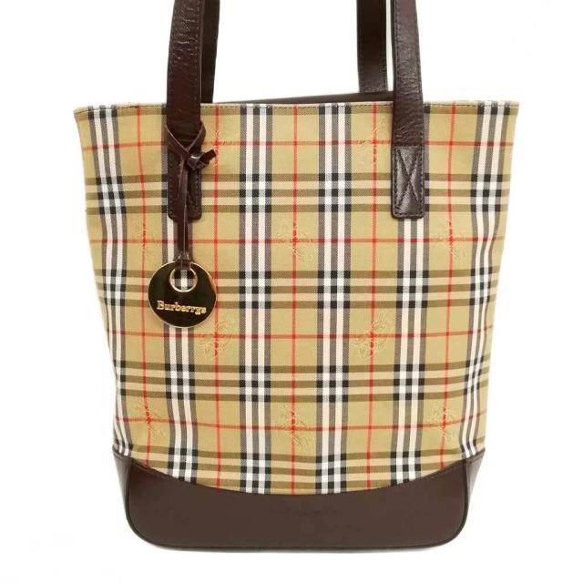 【中古】バーバリーズ Burberrys ノバチェック トートバッグ キャンバス レザー 美品 ベージュ ブラウン レディース