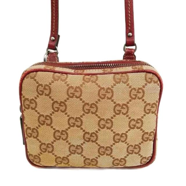 【中古】グッチ GUCCI 120975・1956 GGキャンバス ポシェット ショルダーバッグ ミニバッグ ベージュ ボルドー ☆AA★