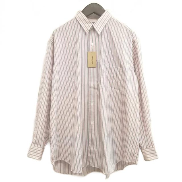 【中古】未使用品 コムデギャルソンオム AD1990 田中オム タグ付き ストライプ シャツ 長袖 グレー系