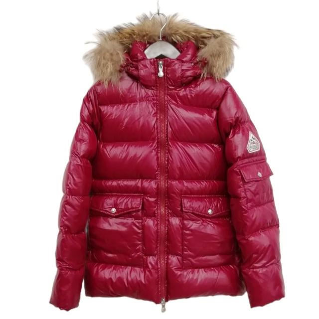 【中古】ピレネックス Pyrenex ダウンジャケット ダウンパーカー ラクーンファー付 36 ボルドー系 レディース