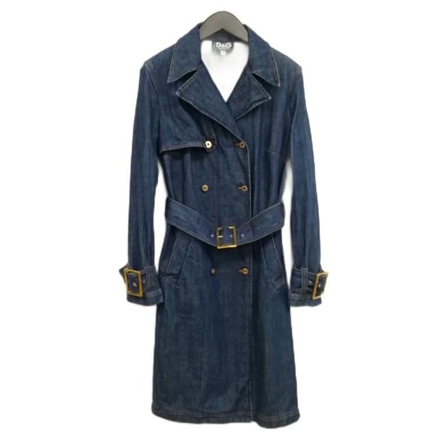 【中古】ディー&ジー ドルガバ ドルチェ&ガッバーナ D&G デニム トレンチコート 42 ネイビー インディゴ レディース
