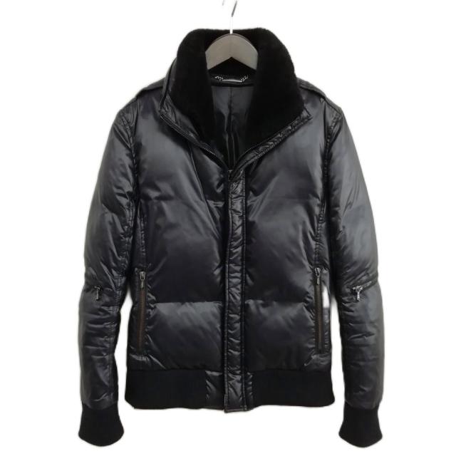 【中古】エーケーエム AKM 襟ボア ダウン ジャケット ブルゾン M ブラック メンズ
