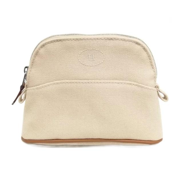 【中古】エルメス HERMES ボリードポーチ ミニミニ キャンバス ナチュラル 極美品 レディース