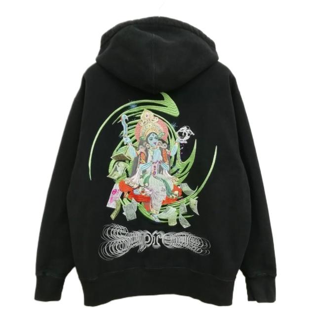 【中古】シュプリーム 22AW Lakshmi Zip Up Hooded Sweatshirt スウェット ジップアップ パーカー 刺繍 M ブラック