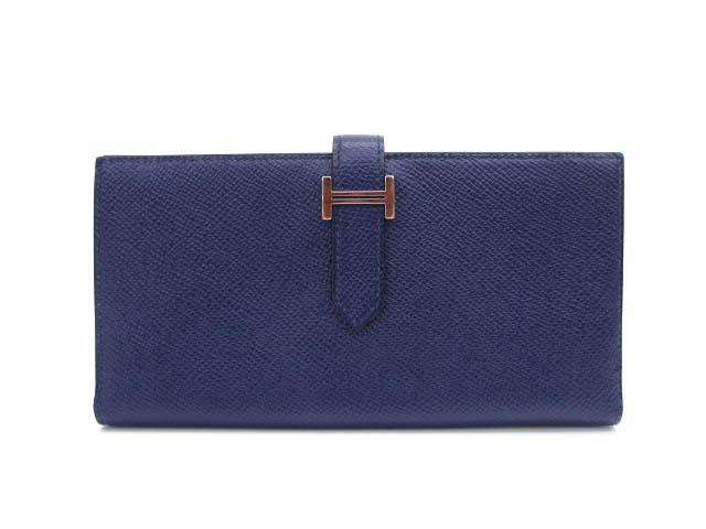 【中古】エルメス HERMES 073596CK ベアンスフレ ヴェルソ D刻 長財布 ブルーアンクル×ブルーゼリージュ エプソン レディース