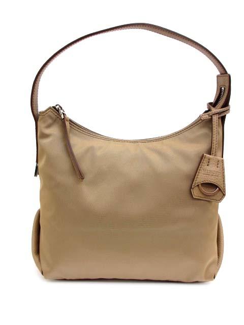 【中古】ヒロフ HIROFU リベロ ナイロン ショルダーバッグ S カシミア P25-39312  レディース