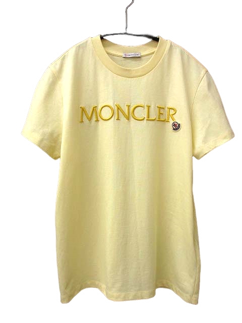 【中古】モンクレール MONCLER 24SS ロゴ エンブロイダリー Tシャツ M イエロー MAGLIA MANICHE J10938C00006　 レディース