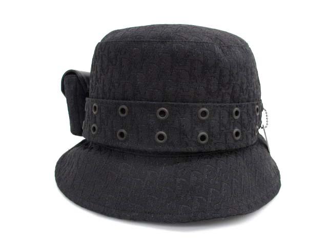 【中古】クリスチャンディオール Christian Dior ヴィンテージ ラメ入りトロッター バケットハット CPX04900B ポーチ付き レディース