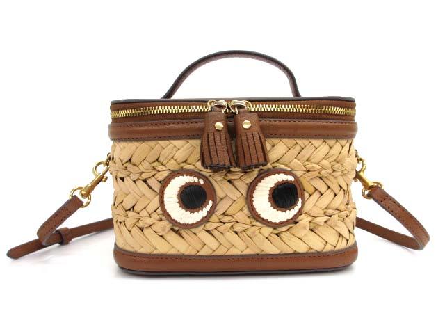 【中古】アニヤハインドマーチ ANYA HINDMARCH EYES ラフィア バニティ クロスボディバッグ アイズ レディース