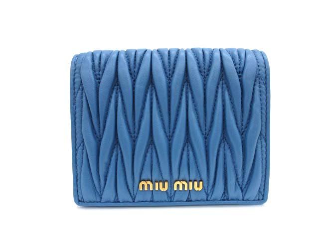 【中古】ミュウミュウ miumiu 5MV204 マテラッセ レザー コンパクトウォレット 二つ折り財布 レディース