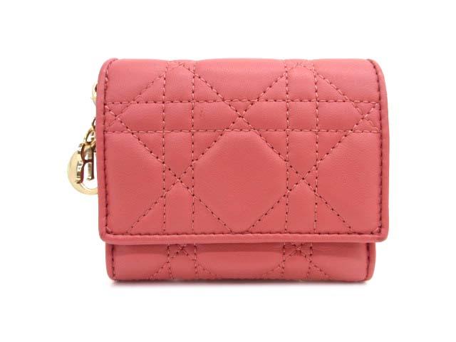 【中古】クリスチャンディオール Christian Dior S0181ONMJ レディディオール ロータスウォレット カナージュ ラムスキン レディース