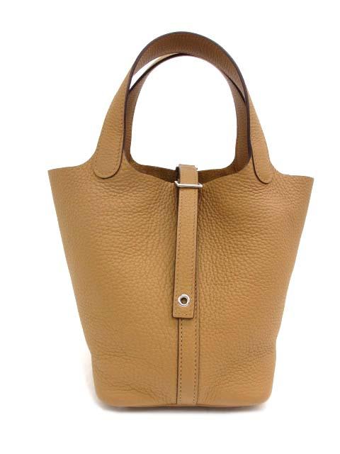 【中古】エルメス HERMES ピコタンロックPM ビスキュイ Z刻印 SV金具 ハンドバッグ トリヨンクレマンス レディース