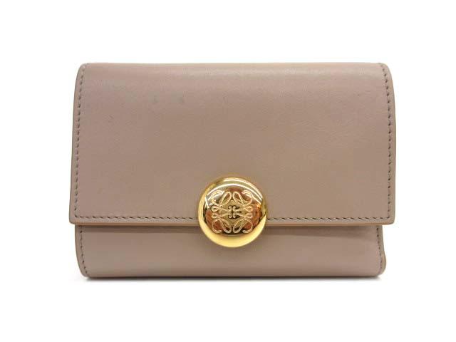 【中古】ロエベ LOEWE CANBS33X01 ペブル バーティカル ウォレット スモール 三つ折り財布 レディース