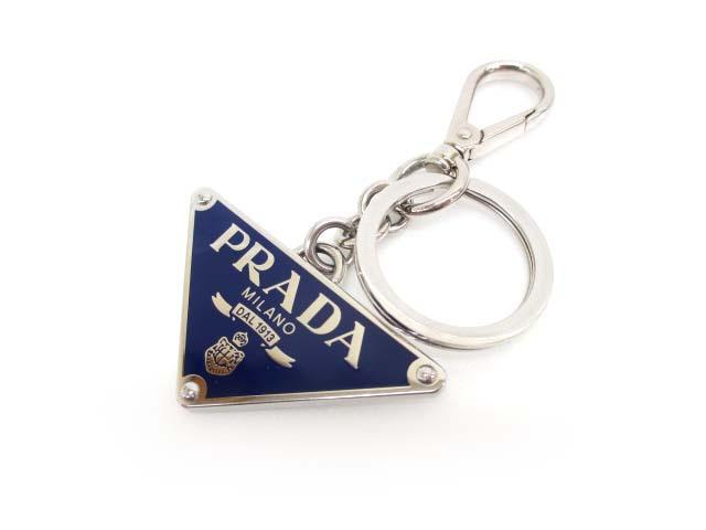 【中古】プラダ PRADA 2PS057 トライアングル メタル キーリング チャーム キーホルダー レディース