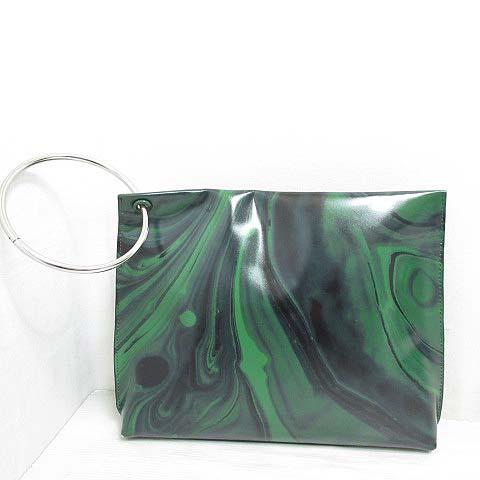 【中古】ドリスヴァンノッテン DRIES VAN NOTEN マーブル模様 クラッチ ハンド バッグ レザー グリーン 緑 レディース