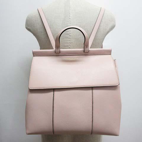 【中古】トリーバーチ TORY BURCH BLOCK-T ブロックT レザー リュックサック デイパック 薄ピンク 本革 バッグ ☆AA★