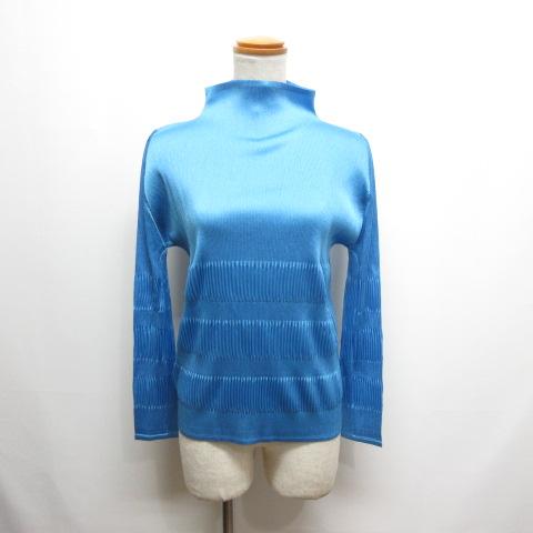 【中古】プリーツプリーズ PLEATS PLEASE 極美品 ハイネック 長袖 プリーツ カットソー 3 PP93-FK884 イッセイミヤケ