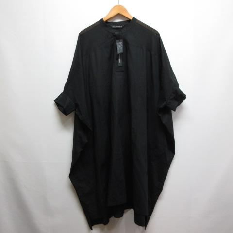 【中古】未使用品 ミズイロインド mizuiro ind 25SS シアー ワイド ワンピース 黒 ブラック 七分袖 ドルマン 日本製
