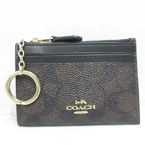 【中古】未使用品 コーチ COACH CW870 ミニ スキニー IDケース シグネチャー キャンバス カードケース キーリング