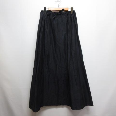【中古】ワイズ Y's ヨウジヤマモト マキシ ロング コットン スカート 3 濃紺 ネイビー 薄手 ウエスト紐 日本製