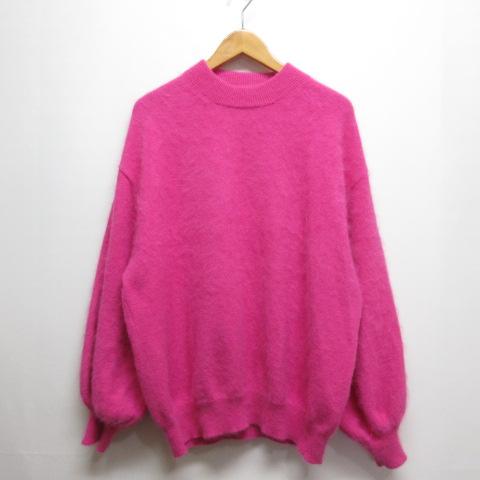 【中古】エミリオプッチ EMILIO PUCCI アンゴラ ニット セーター 長袖 XS ピンク クルーネック イタリー製 正規品