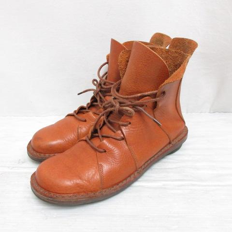 【中古】トリッペン trippen NOMAD WAW ノマド レザー ショート ブーツ 37 23.5-24cm 茶 靴 シューズ レースアップ