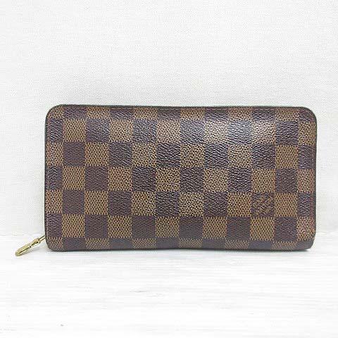 【中古】ルイヴィトン LOUIS VUITTON ダミエ ポルトモネ ジップ 長財布 N61728 エベヌ ラウンドファスナー