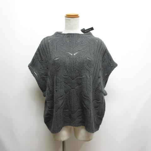 【中古】未使用品 ミズイロインド mizuiro ind 25AW シアー ケーブル柄 ベスト チャコールグレー 3-220119 ニット