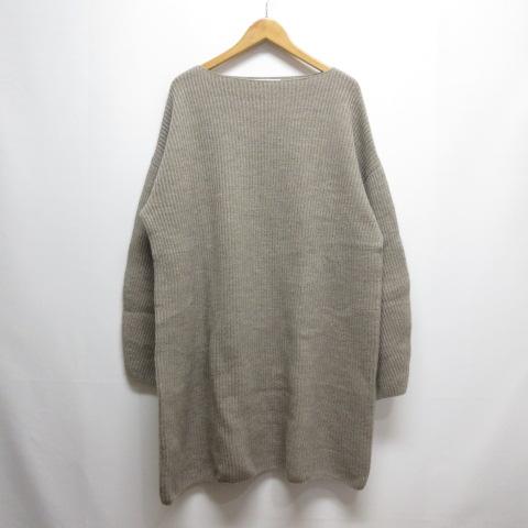 【中古】未使用品 スローブ イエナ SLOBE IENA  ウール100％ ニット ワンピース グレージュ 長袖 ボートネック レディース