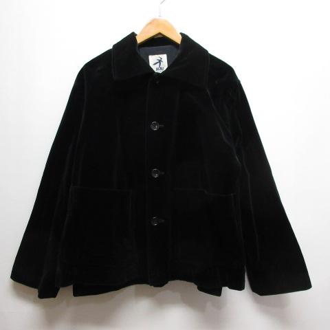 【中古】ハイ HAI SPORTING GEAR ベロア ジャケット M 黒 ブラック ショート丈コート 裏地付き イッセイミヤケ