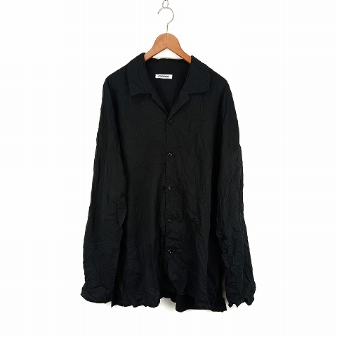 【中古】アタッチメント ATTACHMENT ポプリン シワ加工 オープンカラー 開襟 シャツ 4 黒 ブラック メンズ